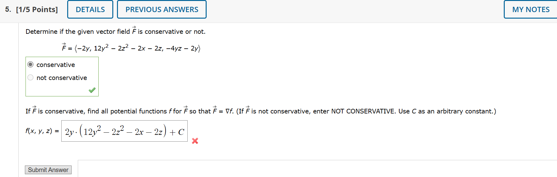 Solved Points]Determine if the given vector field vec(F) ﻿is | Chegg.com