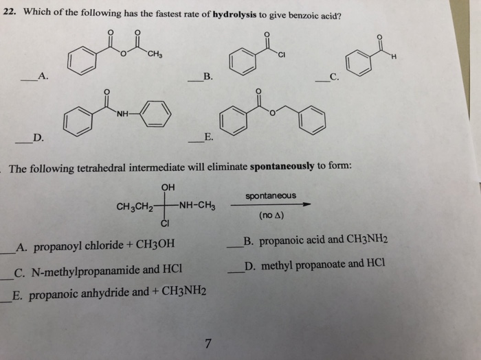 Solved 22. Which of the following has the fastest rate of | Chegg.com
