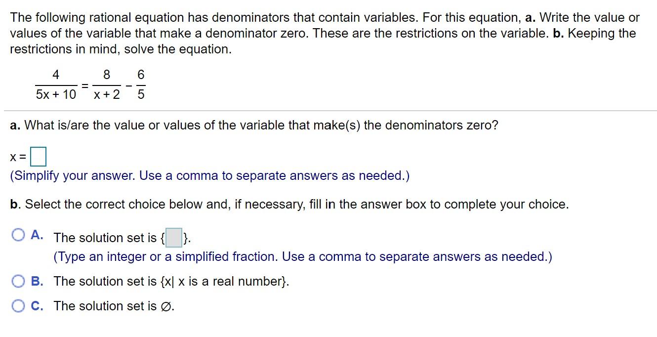 Solved The following rational equation has denominators that | Chegg.com