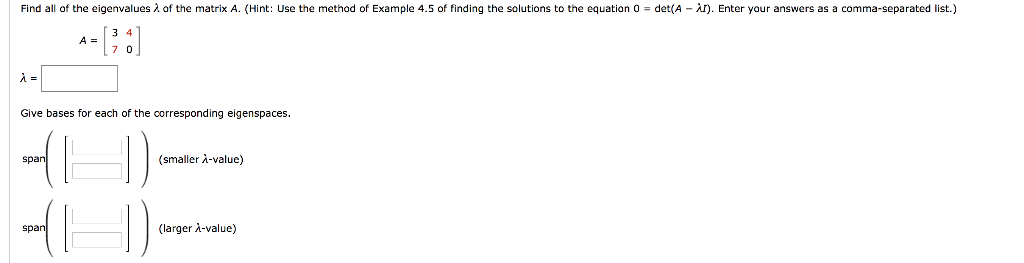 Solved | Find all of the eigenvalues λ of the matrix A. | Chegg.com