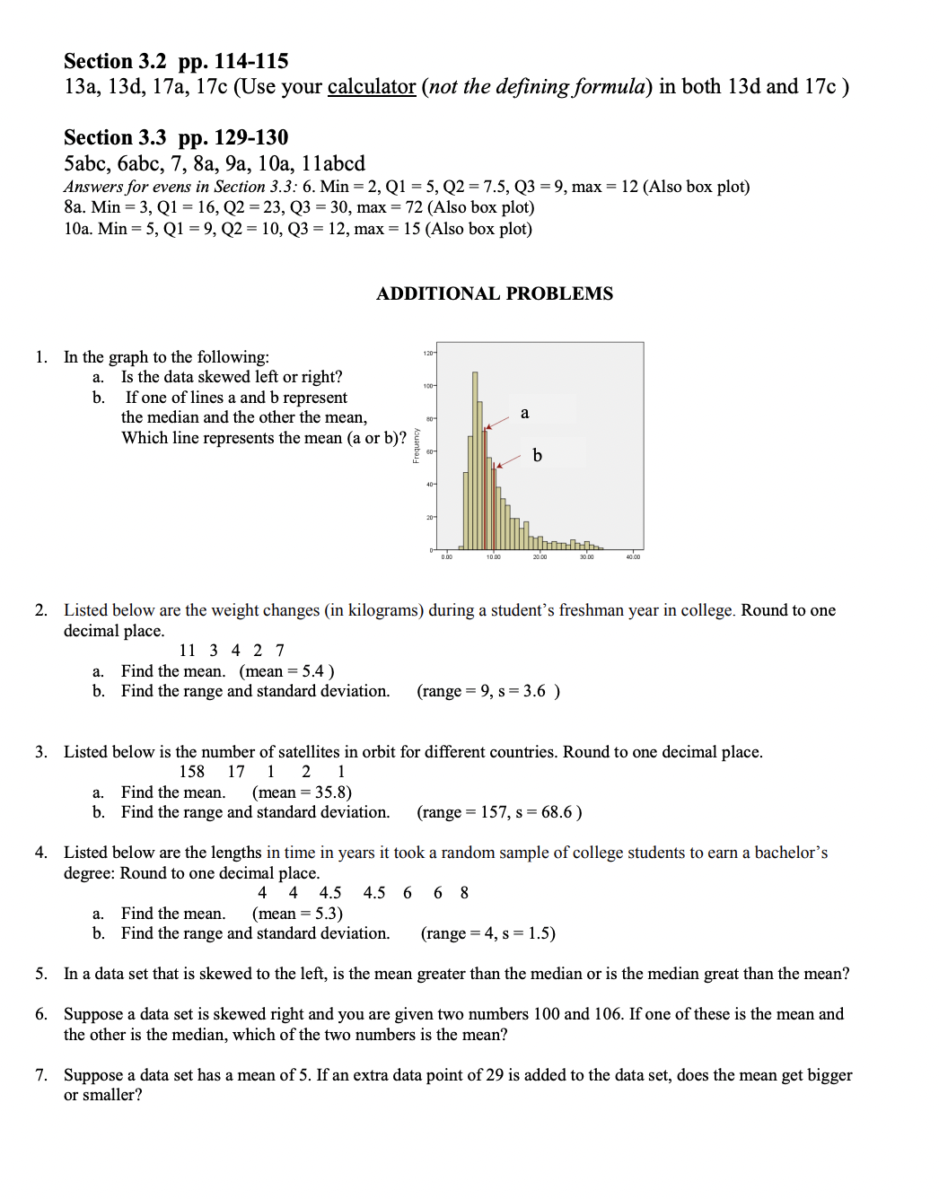 Solved Section 3.2 pp. 114-115 13a, 13d, 17a, 17c (Use your | Chegg.com
