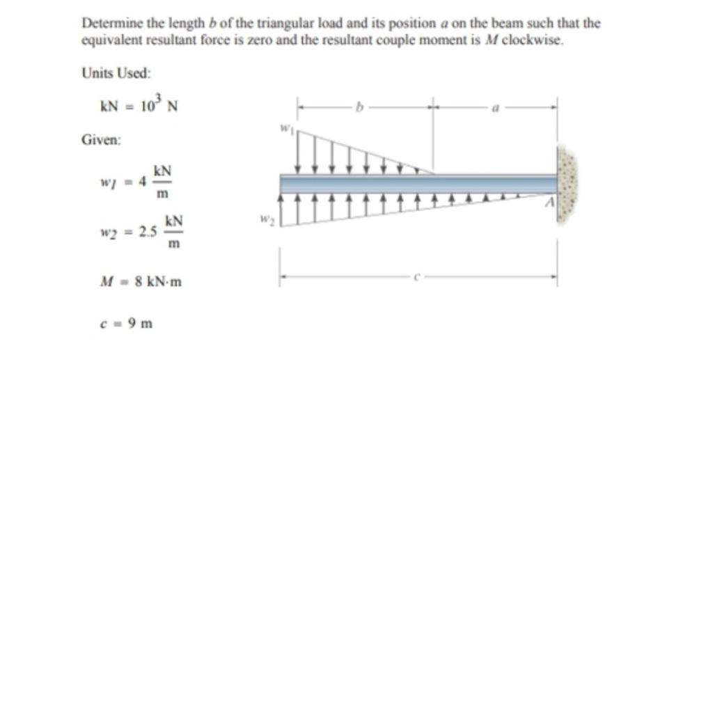 Solved Determine the length b of the triangular load and its | Chegg.com