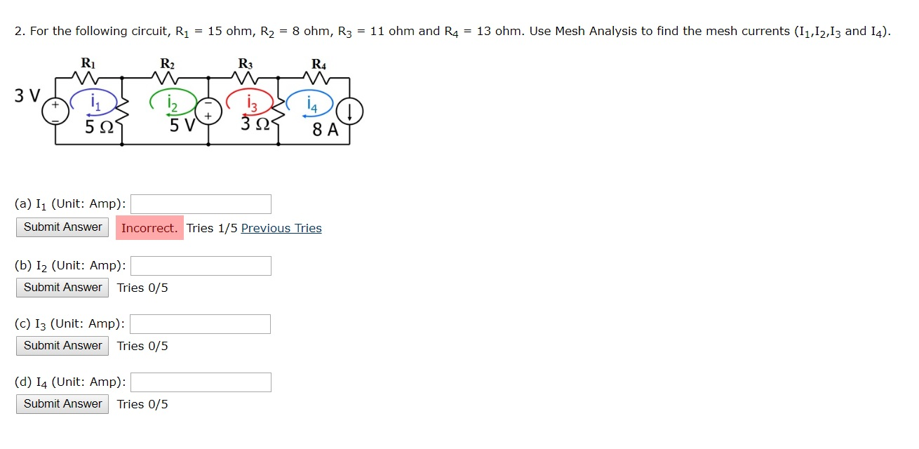 Solved For the following circuit, R1 = 15 ohm, R2 = 8 ohm, | Chegg.com