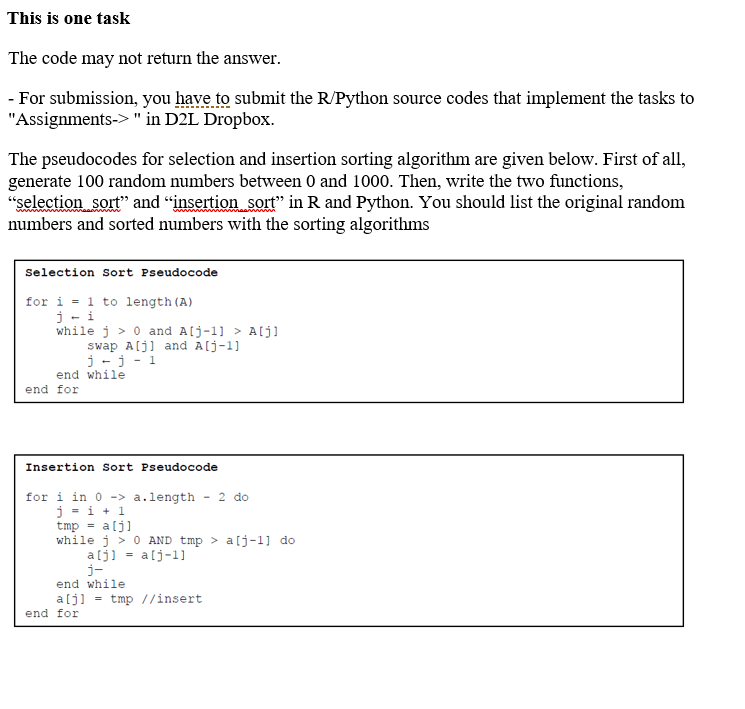 Solved CODE IN R AND PYTHON This is one task The code may | Chegg.com