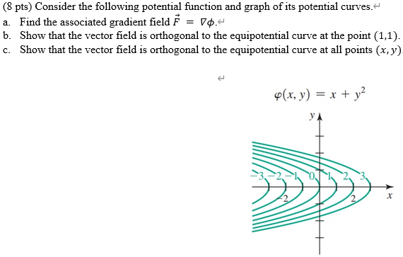 Solved (8 pts) Consider the following potential function and | Chegg.com