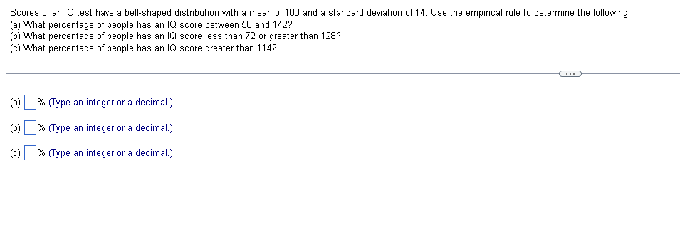 Solved Scores of an 10 test have a bell-shaped distribution | Chegg.com