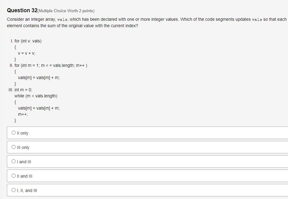 Solved Question 6(Multiple Choice Worth 1 points) Assume arr | Chegg.com