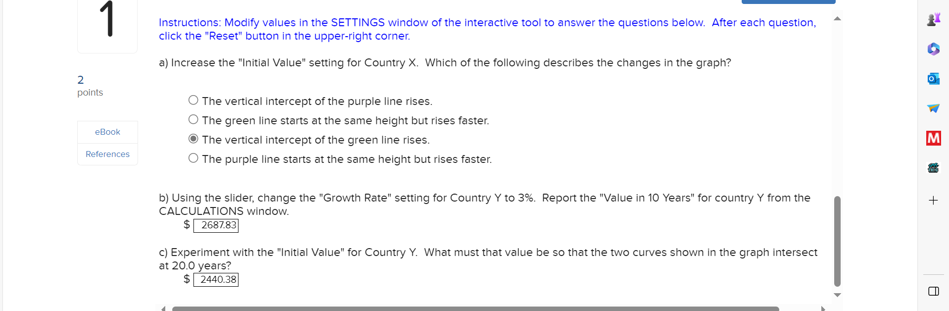 Instructions: Modify values in the SETTINGS window of | Chegg.com