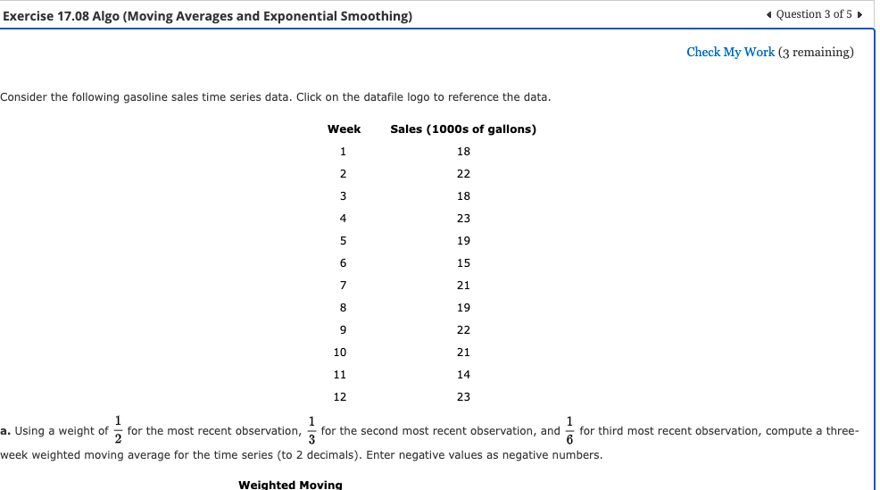 Solved Exercise 17.08 Algo (Moving Averages and Exponential | Chegg.com