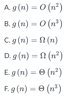 Solved Suppose we have the function g (n) = 6n + 5n2 + 3n3. | Chegg.com