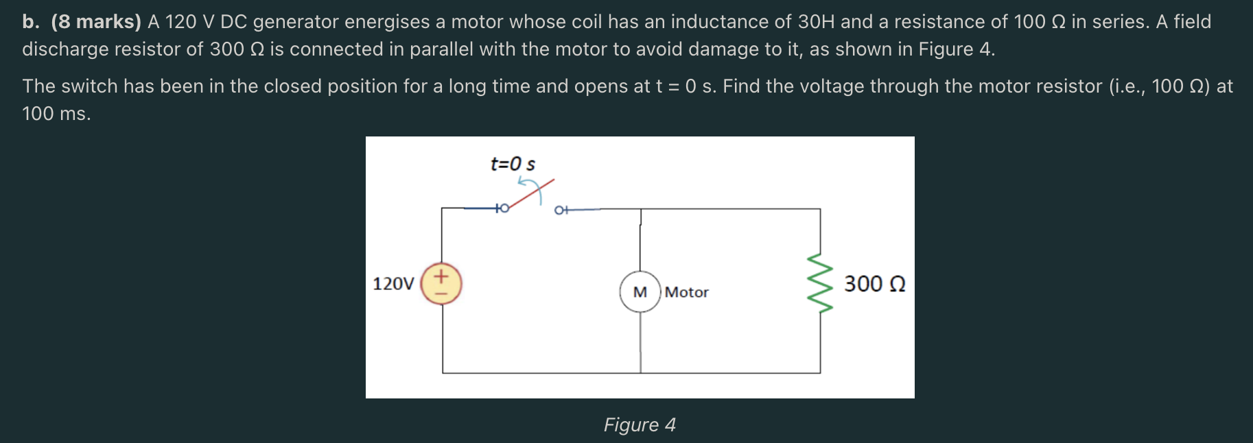 Solved b. (8 marks) A 120 V DC generator energises a motor | Chegg.com