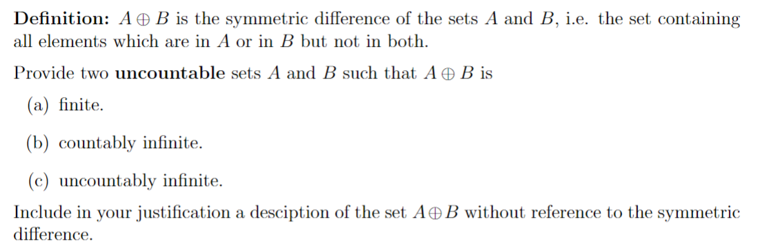 Definition: A⊕B is the symmetric difference of the | Chegg.com