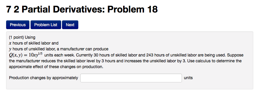 Solved 7 2 Partial Derivatives: Problem 18 Previous Problem | Chegg.com