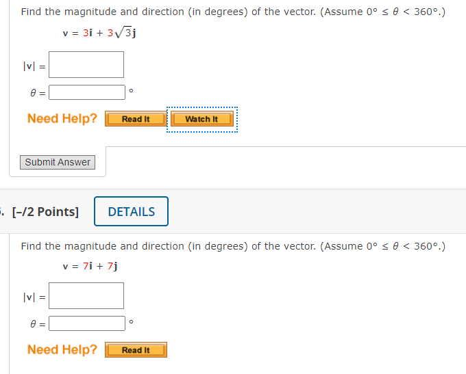 Solved Find the magnitude and direction (in degrees) of the | Chegg.com
