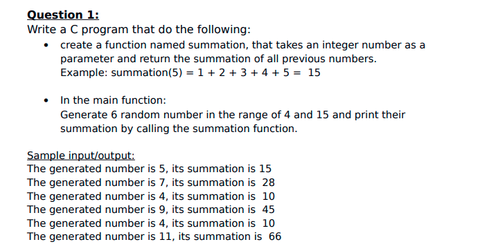Solved Question 1: Write a C program that do the following: | Chegg.com