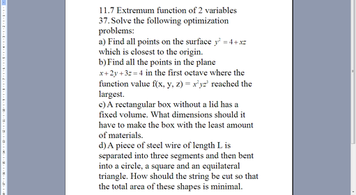 Solved 11.7 Extremum function of 2 variables 37. Solve the | Chegg.com