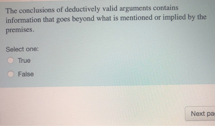 Solved The conclusions of deductively valid arguments | Chegg.com