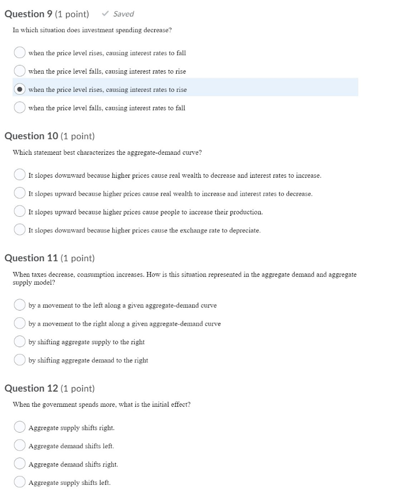 Solved Question 9 (1 point) Saved In which situation does | Chegg.com