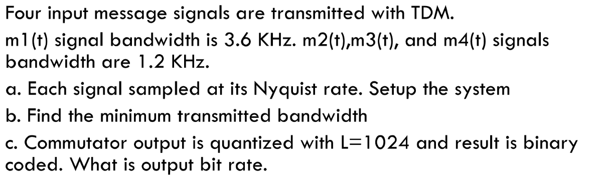 Four input message signals are transmitted with TDM. | Chegg.com