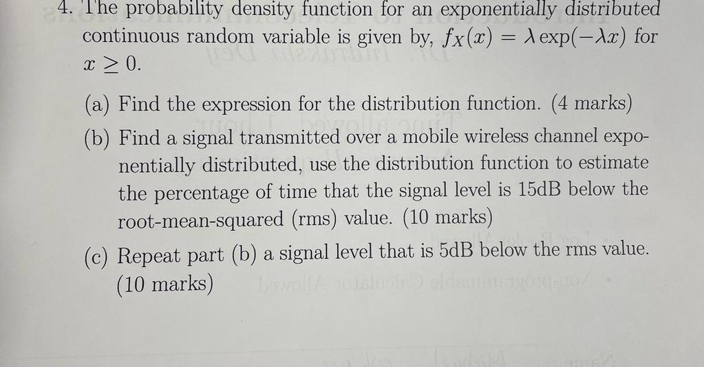 Solved 4. The probability density function for an | Chegg.com