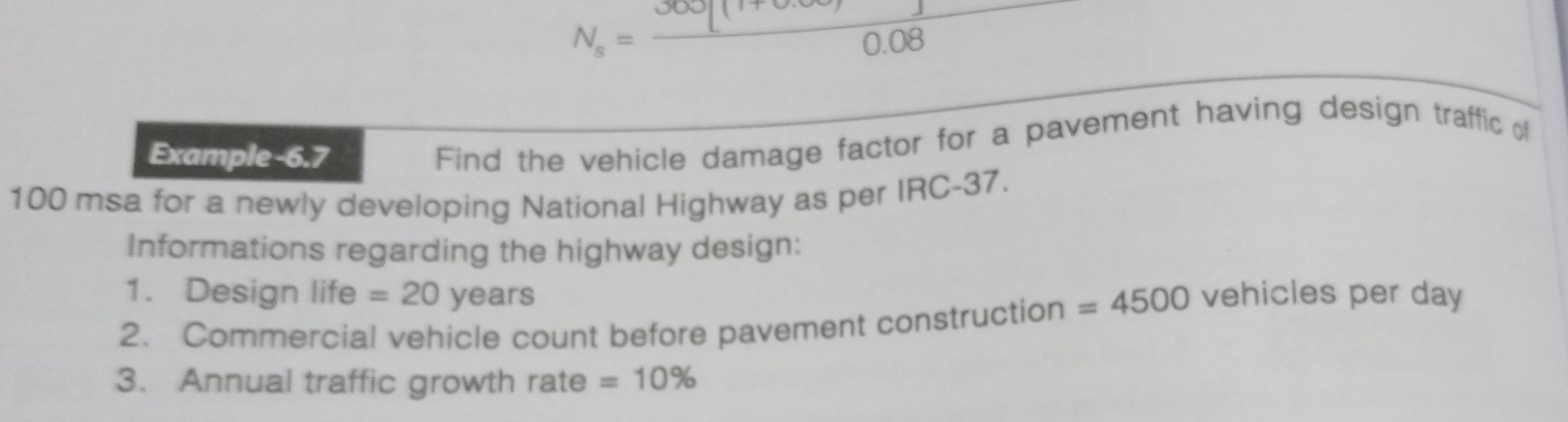Solved NE 0.08 Example-6.7 Find the vehicle damage factor | Chegg.com