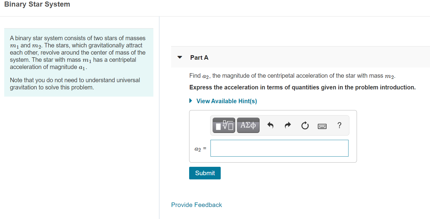 Solved Binary Star System A binary star system consists of | Chegg.com