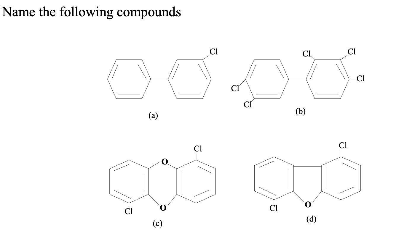 Solved Name the following compounds Cl Cl -Ci (b) C] Cl Cl | Chegg.com