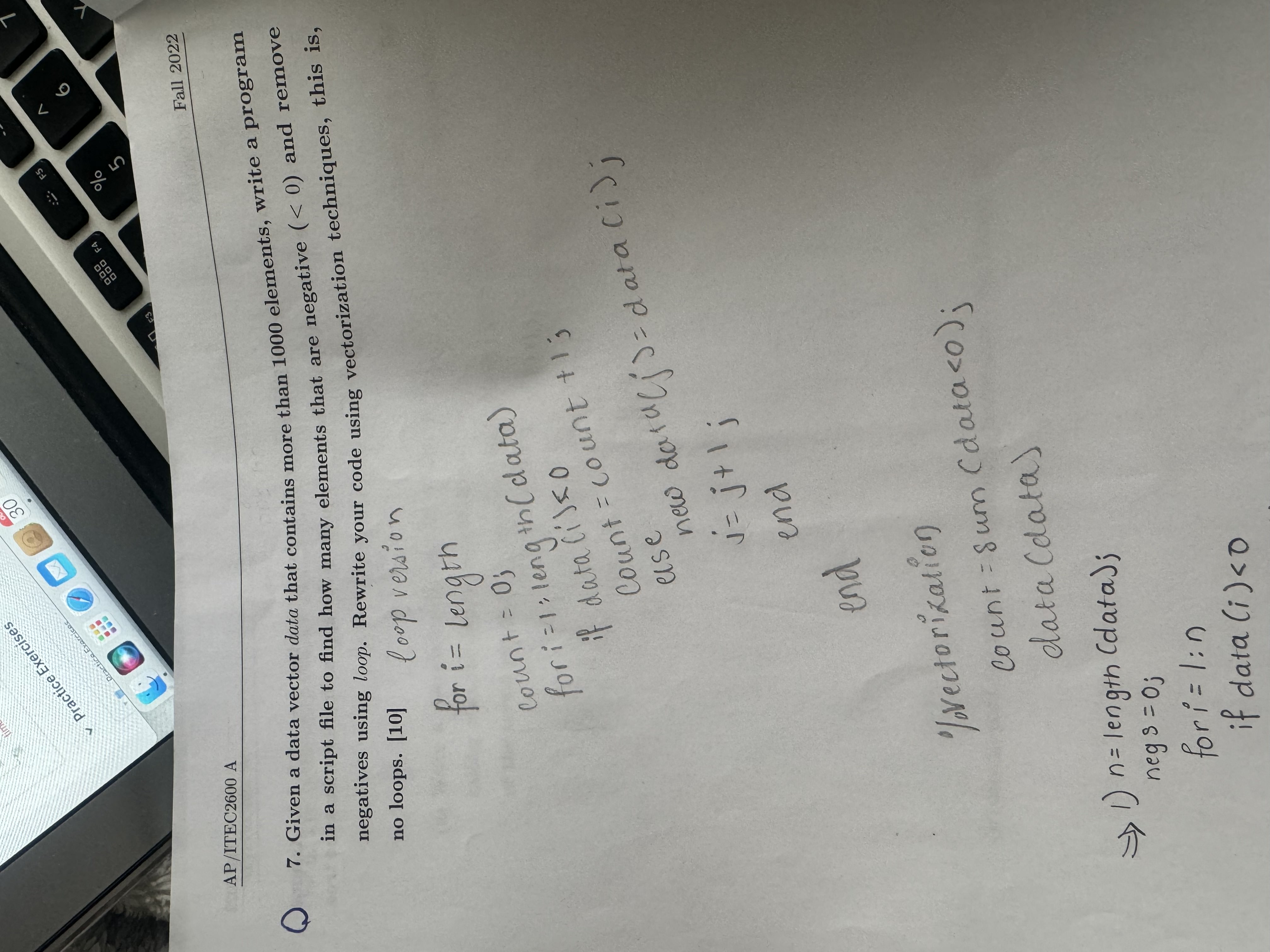 Solved AP/ITEC2600 A 7. Given a data vector data that | Chegg.com