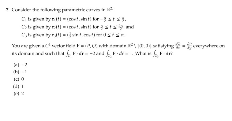 Solved Consider the following parametric curves in R2 | Chegg.com