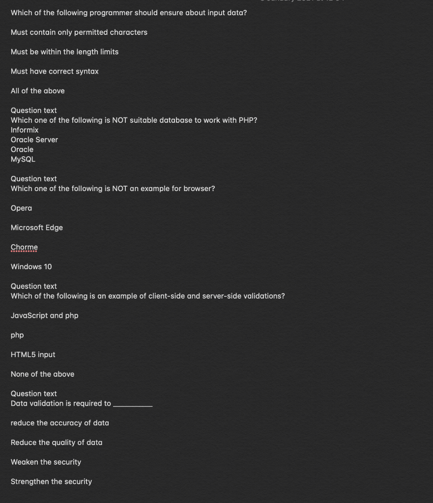 Solved Which of the following programmer should ensure about | Chegg.com