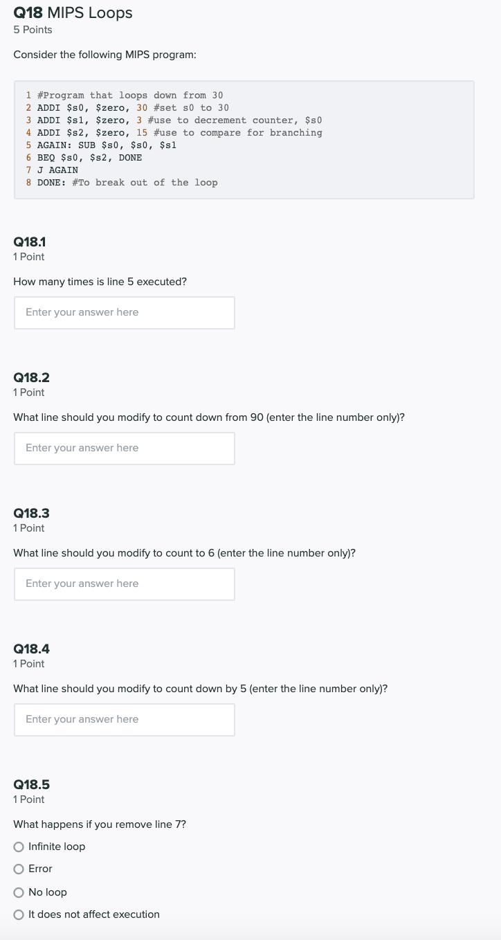 Solved Q18 Mips Loops 5 Points Consider The Following Mips 