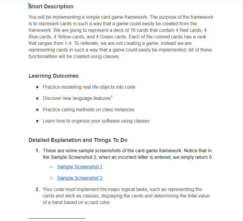 Solved Short Description You will be implementing a simple | Chegg.com