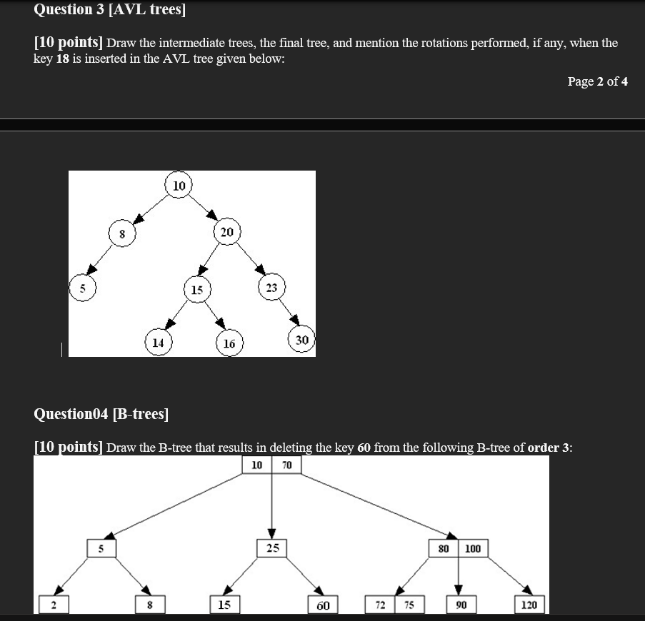 Solved Question 3 [AVL trees] [10 points] Draw the | Chegg.com