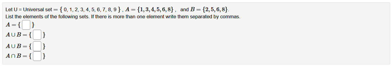 Solved Let U= Universal set | Chegg.com