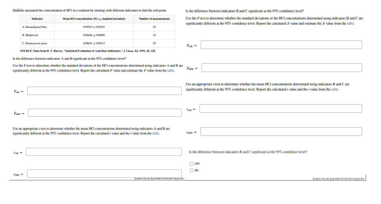 Solved Students measured the concentration of HCl ﻿in a | Chegg.com