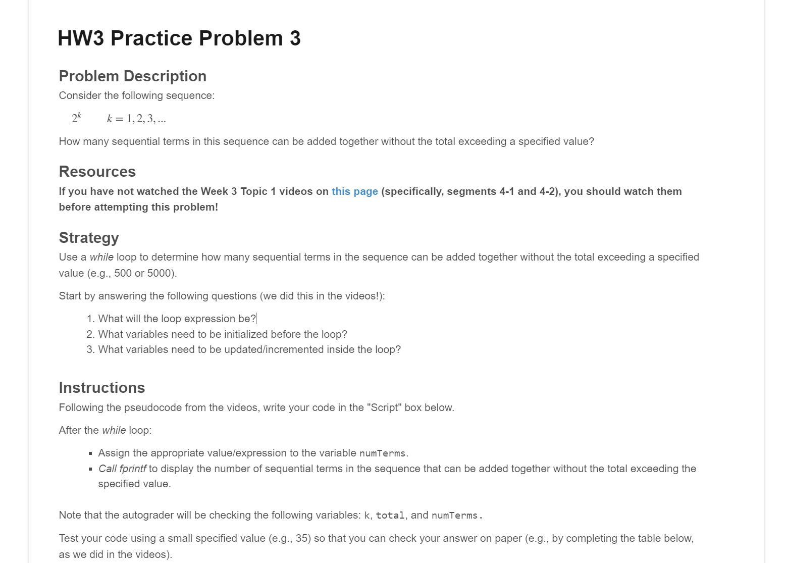 Solved HW3 ﻿Practice Problem 3Problem DescriptionConsider | Chegg.com
