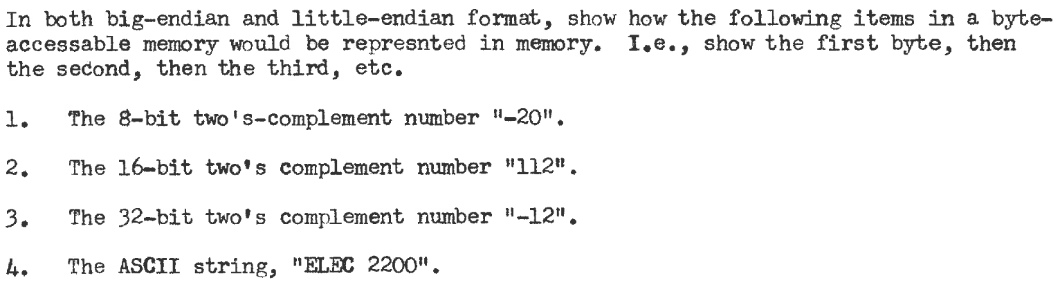 Solved In both big-endian and little-endian format, show how | Chegg.com