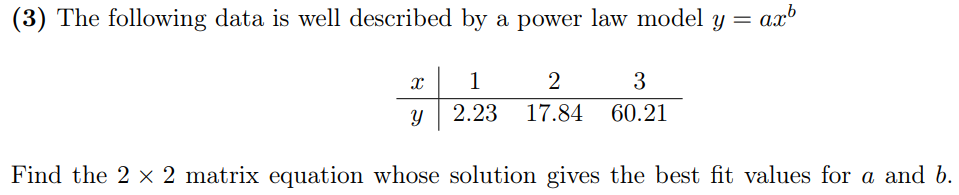 Solved (3) The following data is well described by a power | Chegg.com