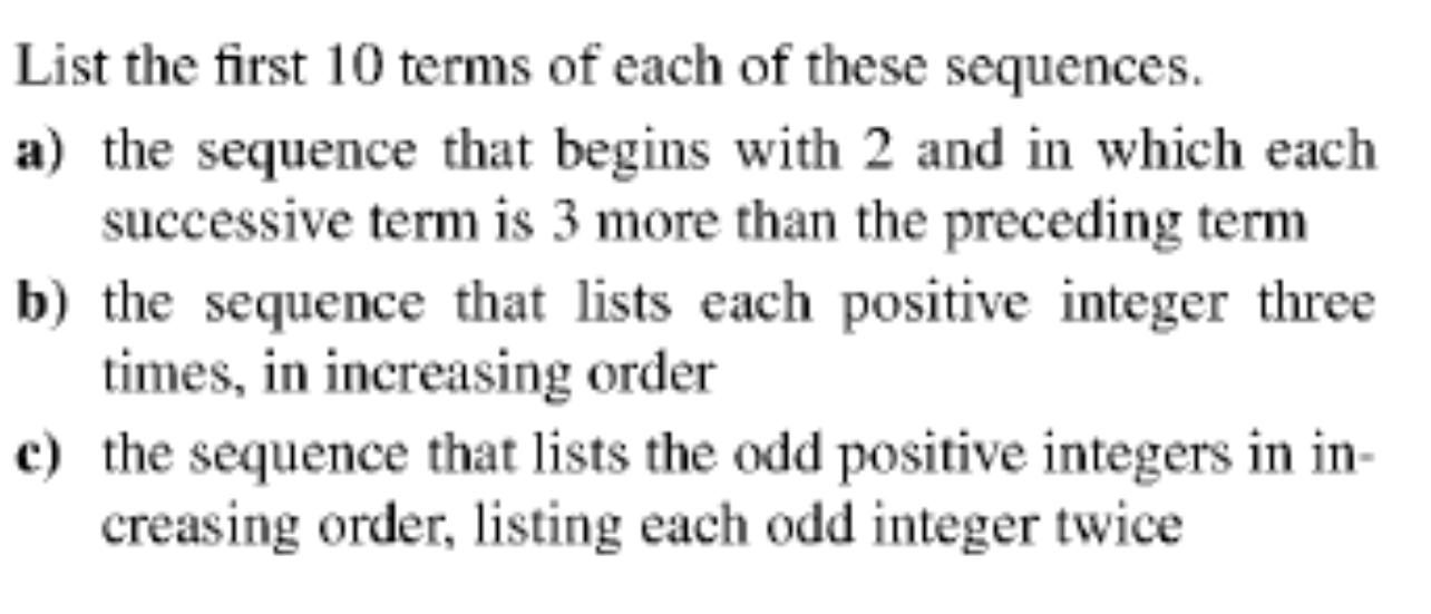 Solved List the first 10 terms of each of these sequences. | Chegg.com