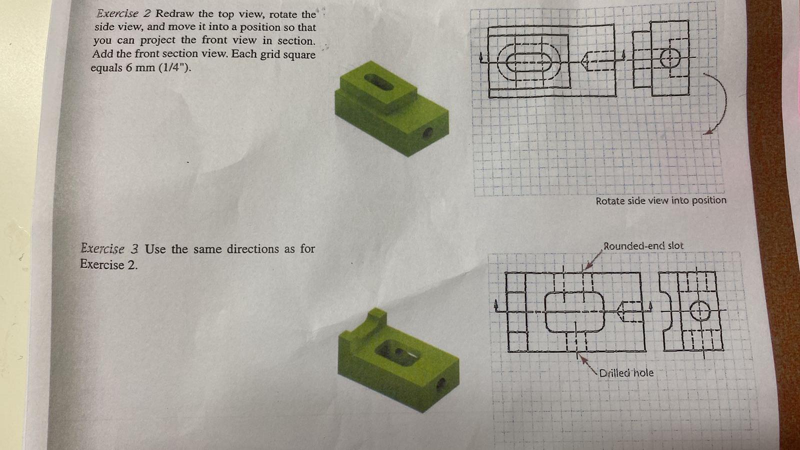 Solved Exercise 2 Redraw the top view, rotate the side view, | Chegg.com