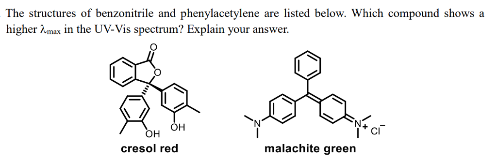 Solved The structures of benzonitrile and phenylacetylene | Chegg.com