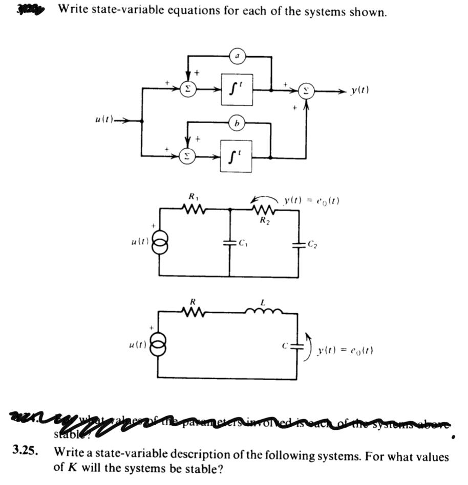 Solved Write state-variable equations for each of the | Chegg.com