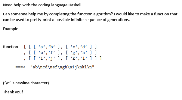Need help with the coding language Haskell Can | Chegg.com