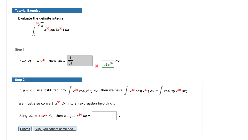 Solved Tutorial Exercise Evaluate the definite integral. "V | Chegg.com