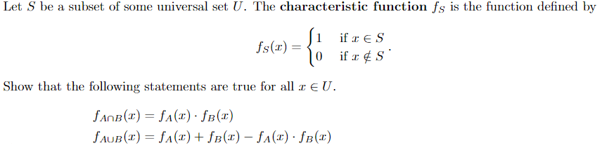 Solved Let S be a subset of some universal set U. The | Chegg.com