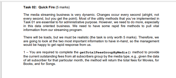 Solved Task 02: Quick Fire (5 marks) The media streaming | Chegg.com