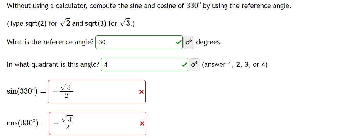 Solved Without using a calculator, compute the sine and | Chegg.com