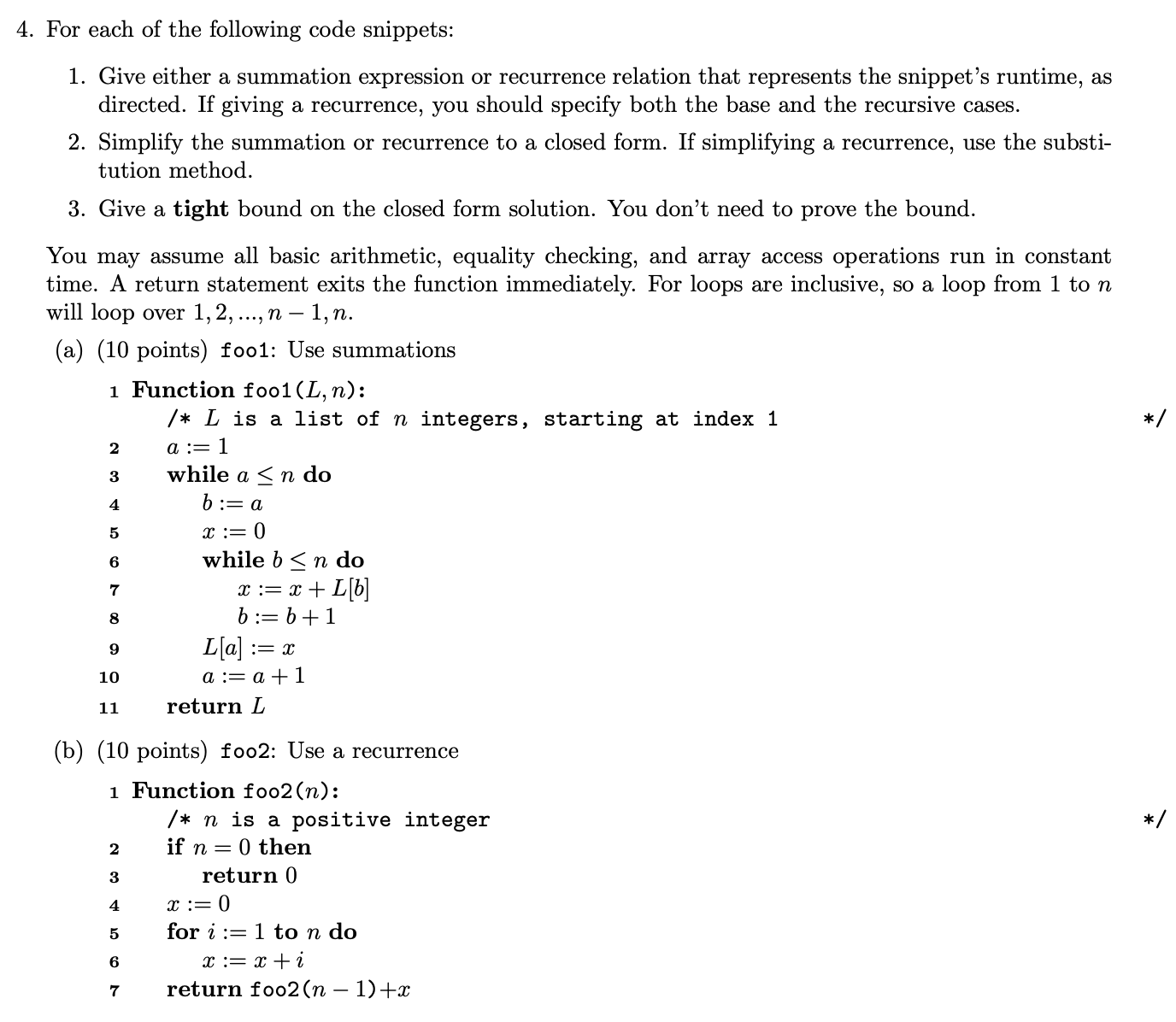 Solved 4. ﻿For each of the following code snippets:1. ﻿Give | Chegg.com
