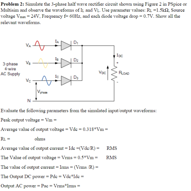 Solved Simulate the 3-phase half wave rectifier circuit | Chegg.com