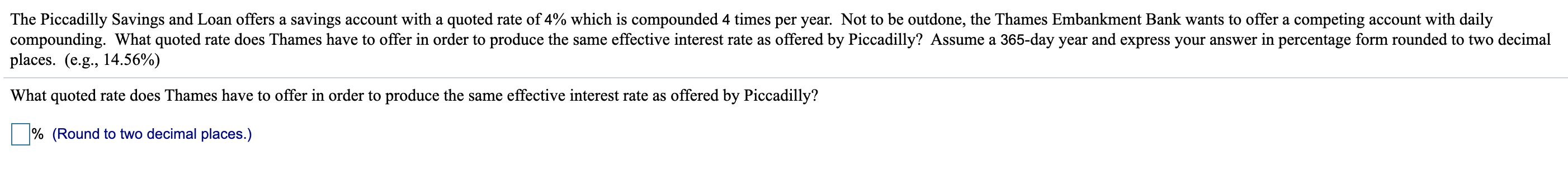 Solved The Piccadilly Savings and Loan offers a savings | Chegg.com